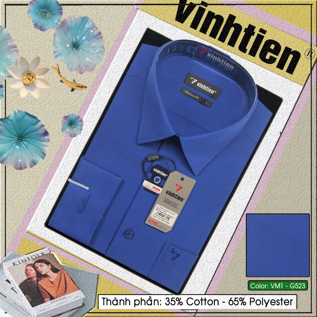 Áo Sơ Mi Dài Tay Trơn Màu Dáng Regular- Vạt Ngang Vĩnh Tiến G523 | Shopee Việt Nam