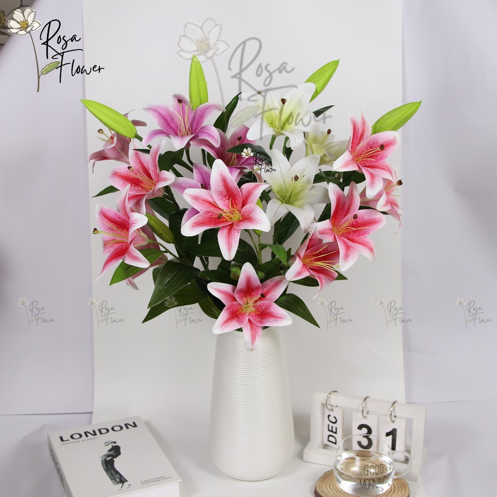 Hoa Ly Giả, Hoa ly cao su giống như thật decor trang trí nhà cửa ...