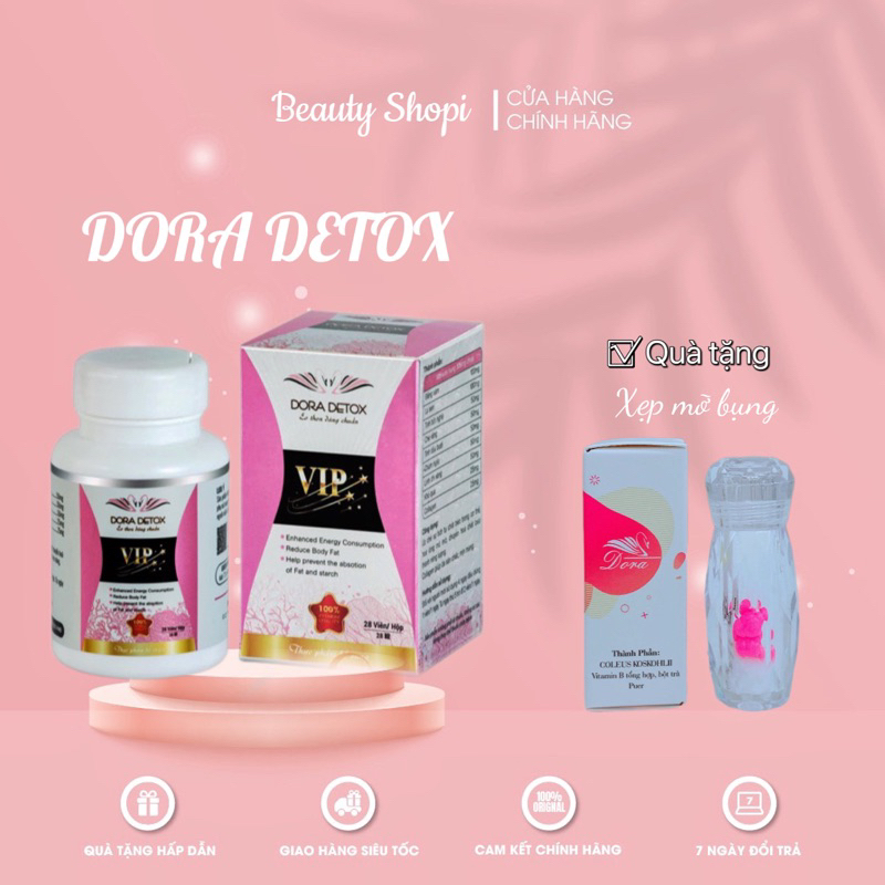 (Chính hãng - Bao kiểm tra đổi trả) DORA DETOX VIP hỗ trợ kiểm soát cân tặng kèm viên Dora Night ...