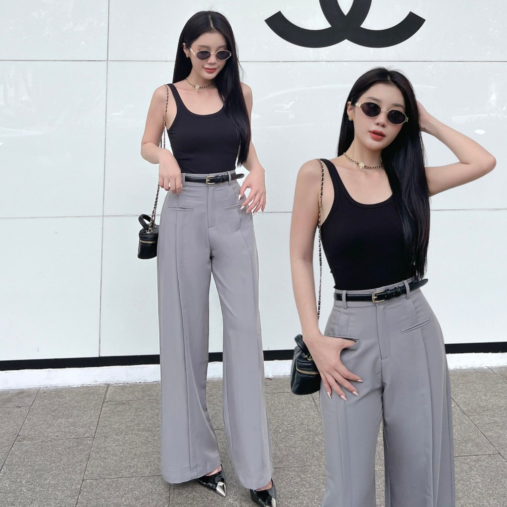 Quần thiết kế ống suông công sở ly trước dài 103cm cao cấp Callene ...
