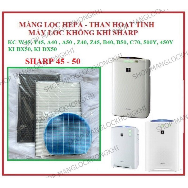 Màng loc không khí cho máy Sharp kc-w45, kw-y45, kc-a40, kc-y45, kc-z40, kc-z45, kc-b40,kc-b50 ...