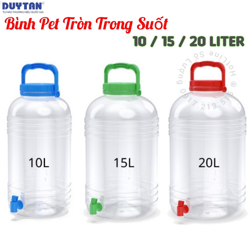 🌱Bình PET DUY TÂN Tròn Đựng Nước Uống 10 lít, 15 Lít, 20 Lít ( Có Vòi ...