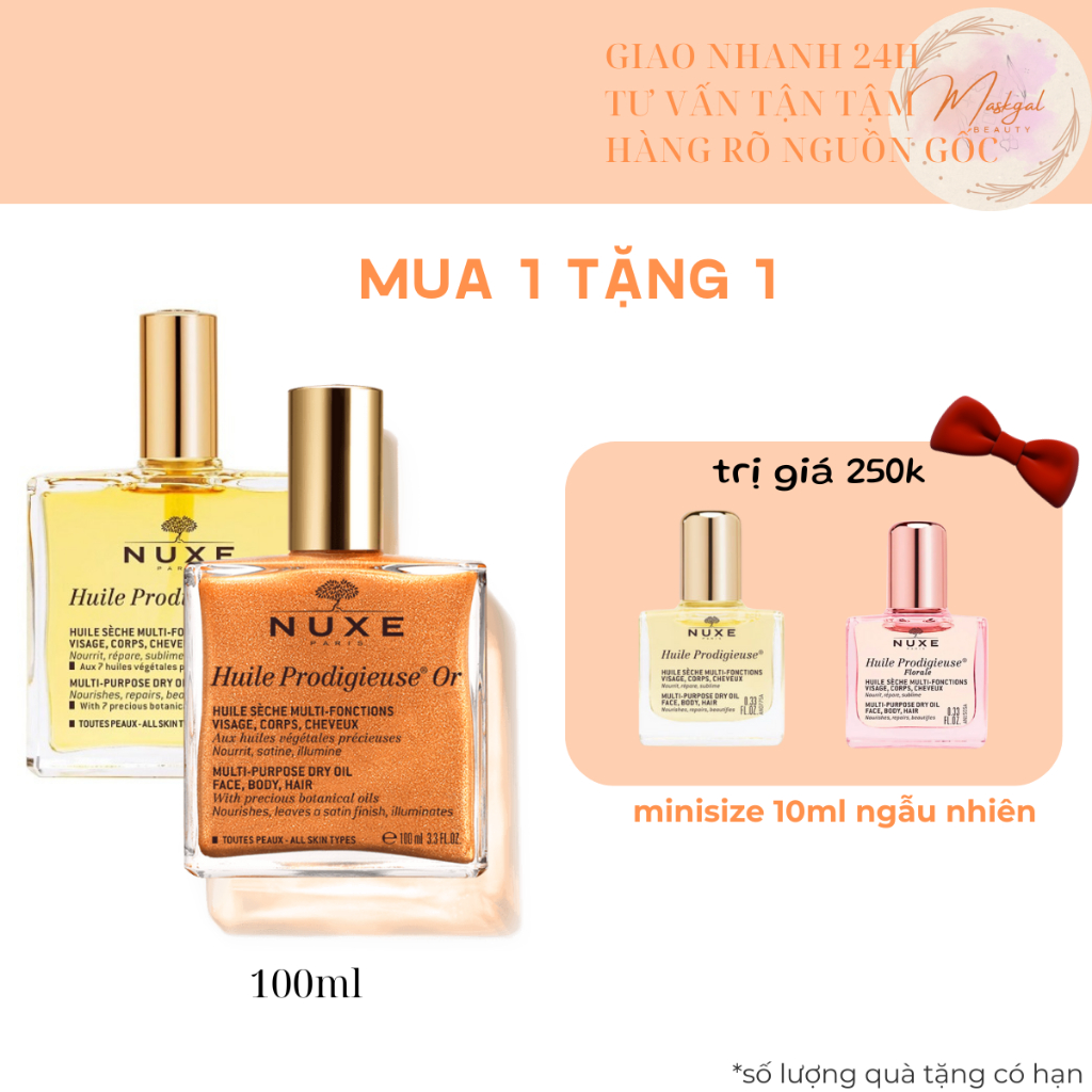 Dầu Khô Đa Năng Nuxe Huile Prodigieuse Multi-Purpose Dry Oil 10ml - 50ml - 100ml - set quà tặng ...