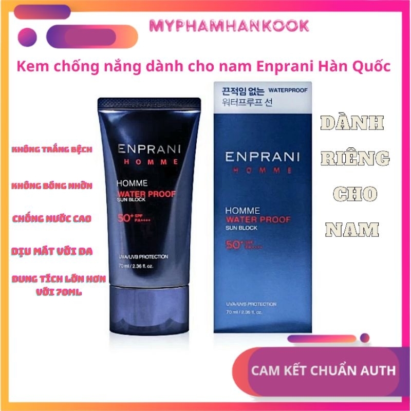 [Cam Kết Chuẩn Auth] Kem Chống Nắng Dành Cho Nam Enprani Homme Water ...