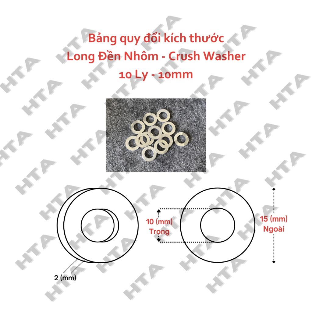 [100 CÁI] Long Đền Nhôm Nhớt Máy/ Nhớt Láp Dày 2 Ly Đầy Đủ Kích Cỡ Dùng ...