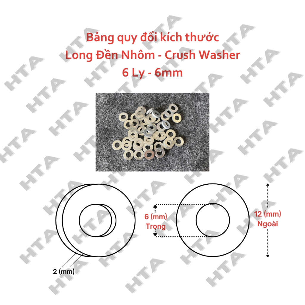 [100 CÁI] Long Đền Nhôm Nhớt Máy/ Nhớt Láp Dày 2 Ly Đầy Đủ Kích Cỡ Dùng ...