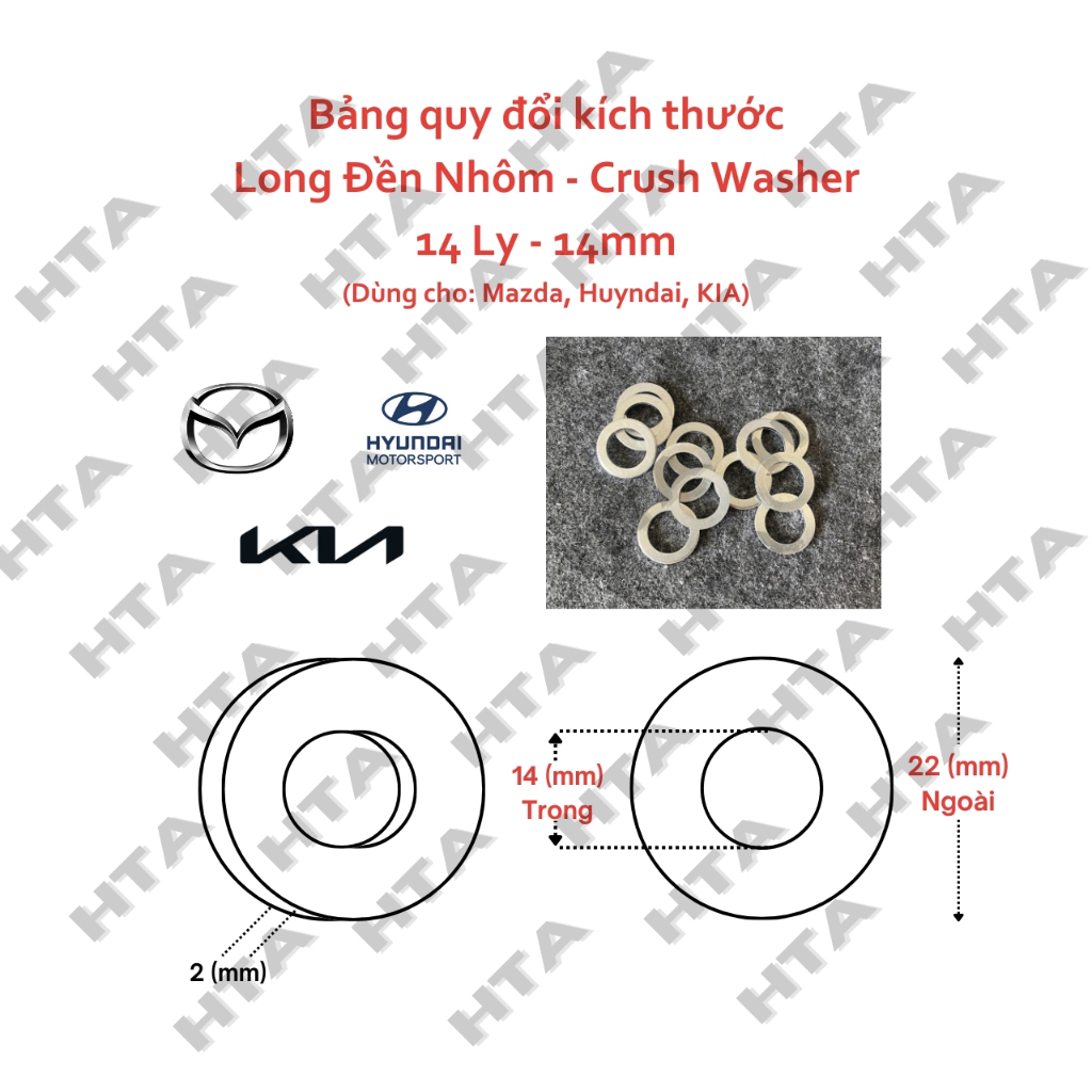 [100 CÁI] Long Đền Nhôm Nhớt Máy/ Nhớt Láp Dày 2 Ly Đầy Đủ Kích Cỡ Dùng ...