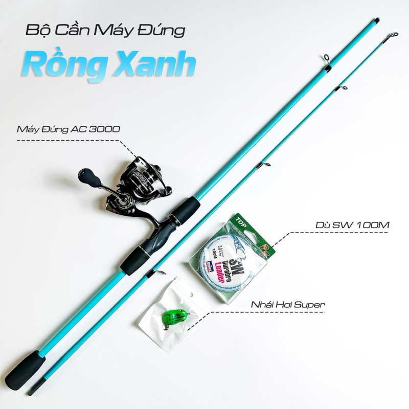 Bộ Combo Cần Câu Lure Rồng Xanh(Sasuke Xanh Ngọc) Máy Đứng Deukio AC ...