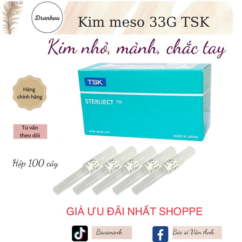 [CHÍNH HÃNG date 2027] Kim tiêm meso, trẻ hoá da, làm đẹp siêu nhỏ, ít đau prenium needle 33G ...