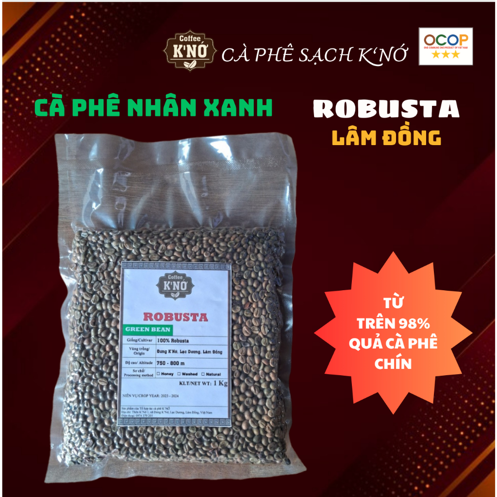 [1Kg] Cà phê Robusta nhân xanh/Green bean, chưa rang, từ quả cà phê ...