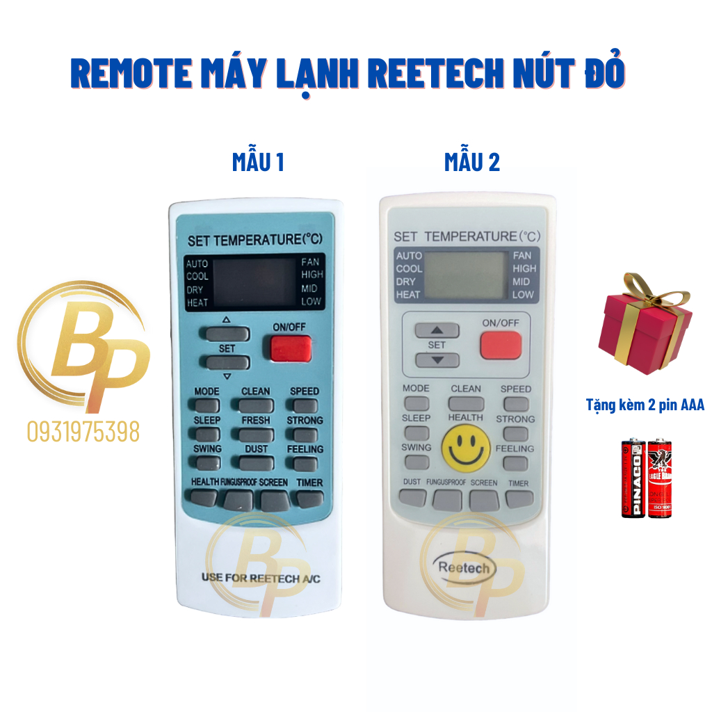 Remote Điều khiển Máy lạnh Điều hoà Reetech Nút đỏ - Remote máy lạnh ...