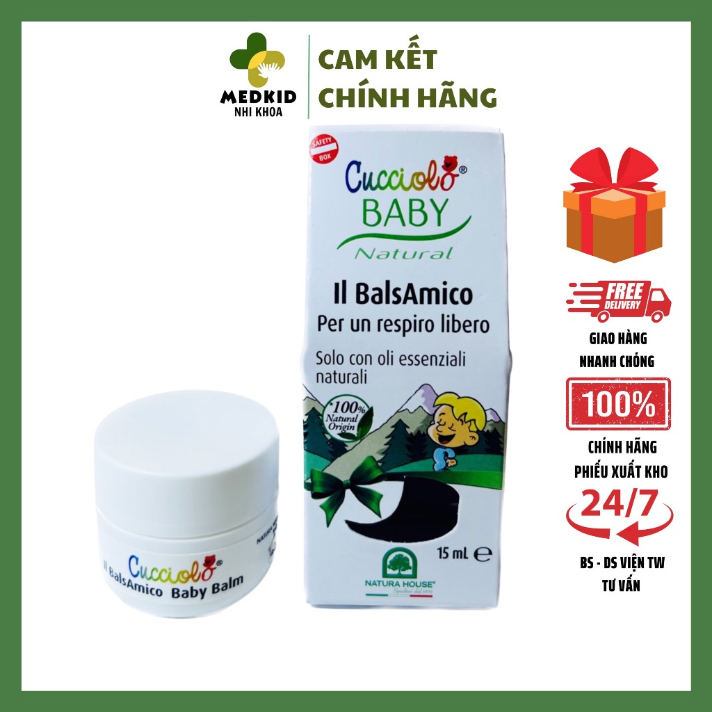 Sáp giữ ấm Baby Balm Cucciolo (Italy) - Bảo vệ hô hấp, giảm ho, sổ mũi ...