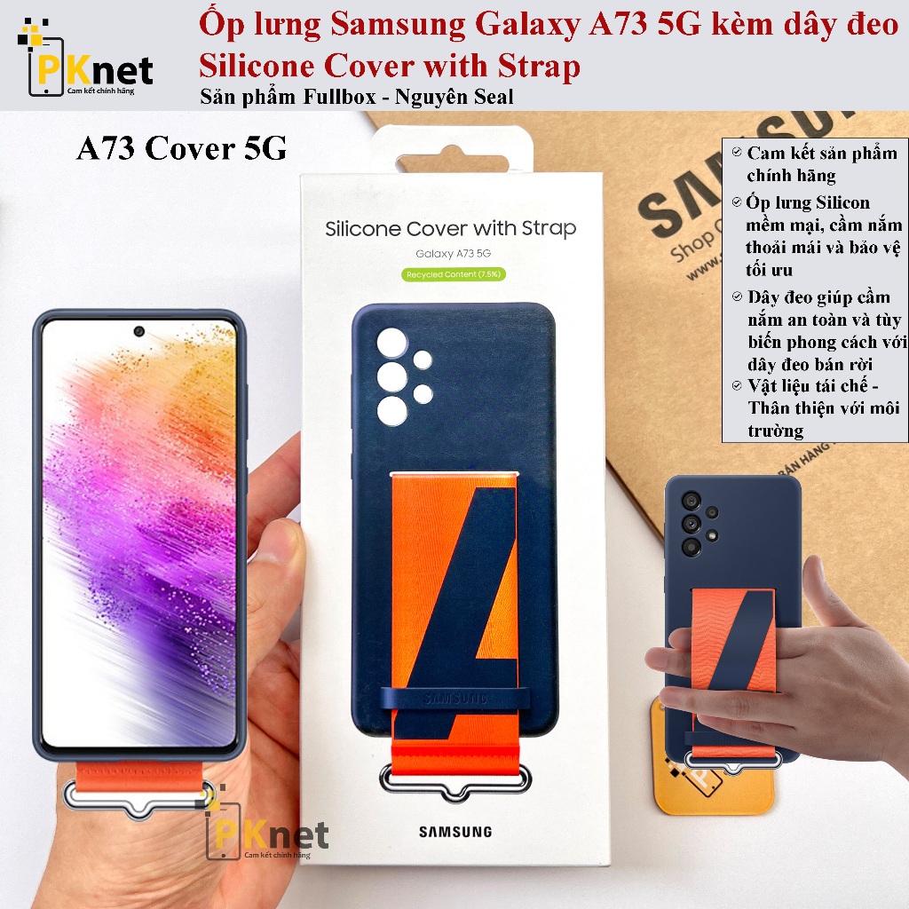 Ốp lưng Samsung A73 (A73 5G) kèm dây đeo Silicone Cover with Strap ...