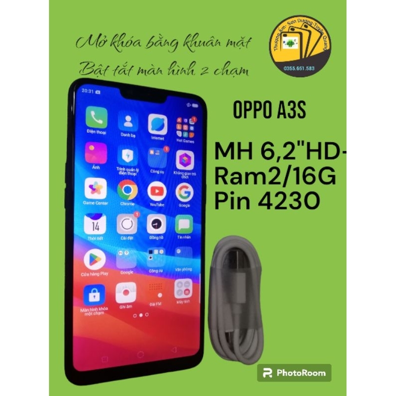 Điện thoại giảm giá OPPO A3s 4G pin 4230mah tặng dây sạc | Shopee Việt Nam