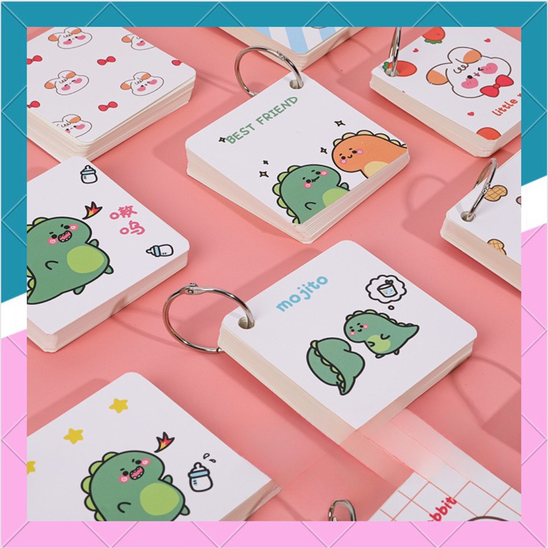 Flashcard vuông học tiếng anh hình con vật dễ thương kích thước 7 x 7cm ...