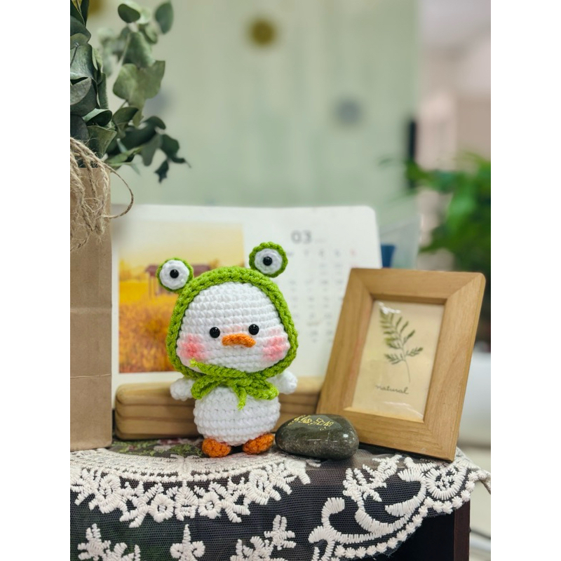 Móc khoá, decor vịt đội mũ ếch thú len handmade ảnh thật | Shopee Việt Nam