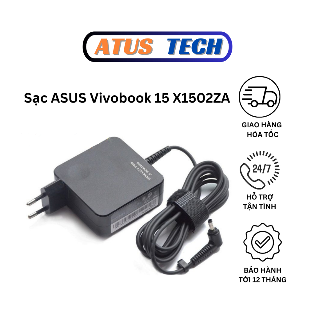 Sạc Laptop ASUS Vivobook X1502ZA 19V 3.42A 65W Chân kim nhỏ 4.5 x 3.0mm ...