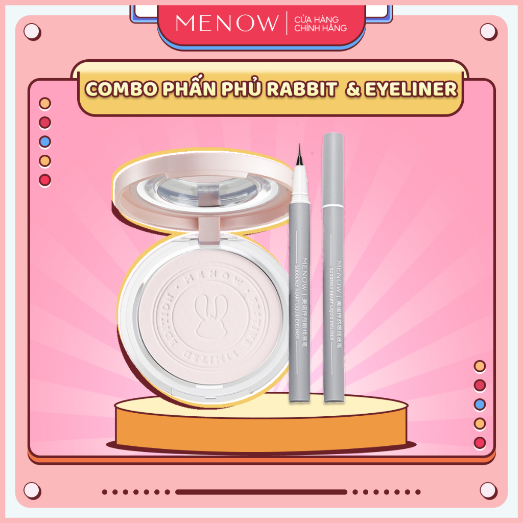 Combo Phấn phủ Rabit Compact Powder + Bút kẻ mắt chống nước siêu mảnh ...