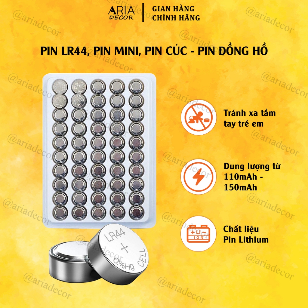 Pin cúc cáo, Pin Lr44 dùng cho đèn nháy, đèn đom đóm thiết bị điện tử ...