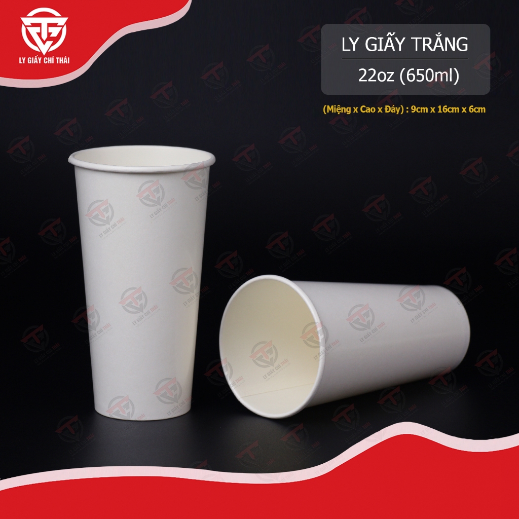 SET 500 cái Ly Giấy Cốc Giấy 360ml, 480ml, 660ml Dày 260gsm Ly Cà Phê Mang Đi, Trà Sữa, Nước ...