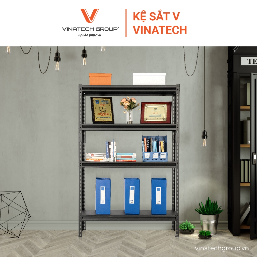 Kệ Sắt V VINATECH - Kệ Sắt V Lỗ 4 Tầng Để Hồ Sơ, Lắp Ráp Đa Năng Không ...