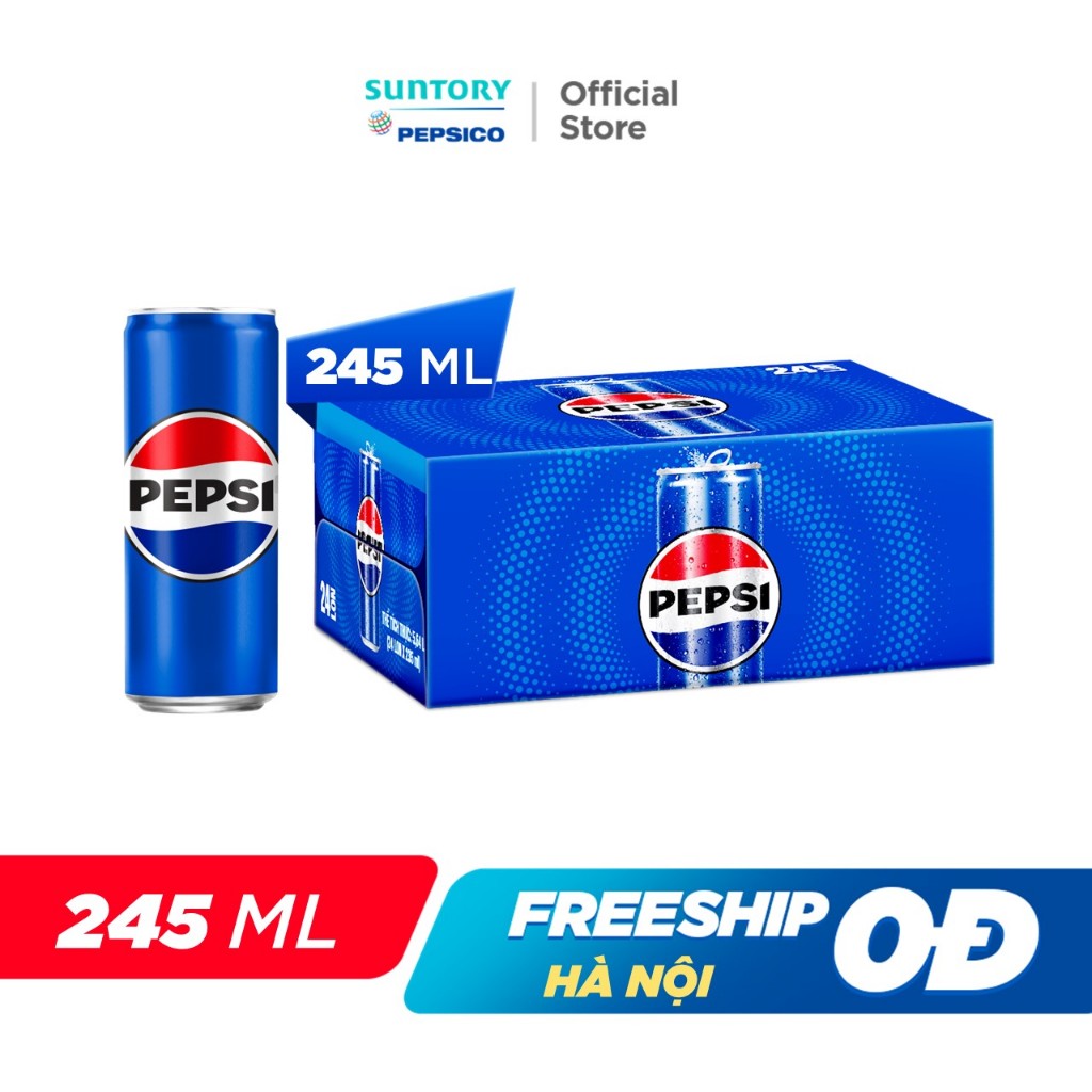Thùng 24 Lon Nước Ngọt Có Gaz Pepsi (245ml/lon) | Shopee Việt Nam