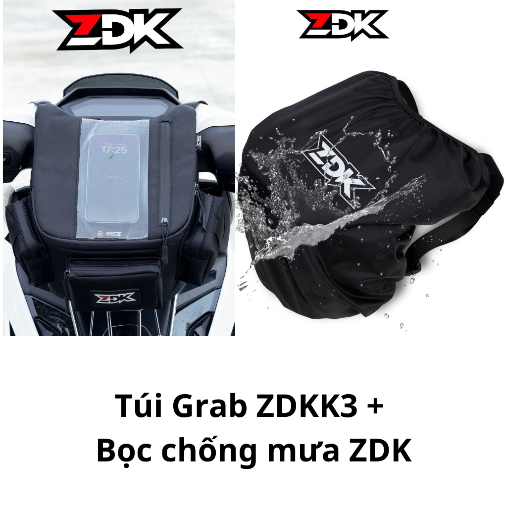 Túi treo đầu xe máy ZDK và túi mini ZDK K1 có lỗ sạc và ngăn đựng đồ tiện dụng chống mưa nhẹ ...