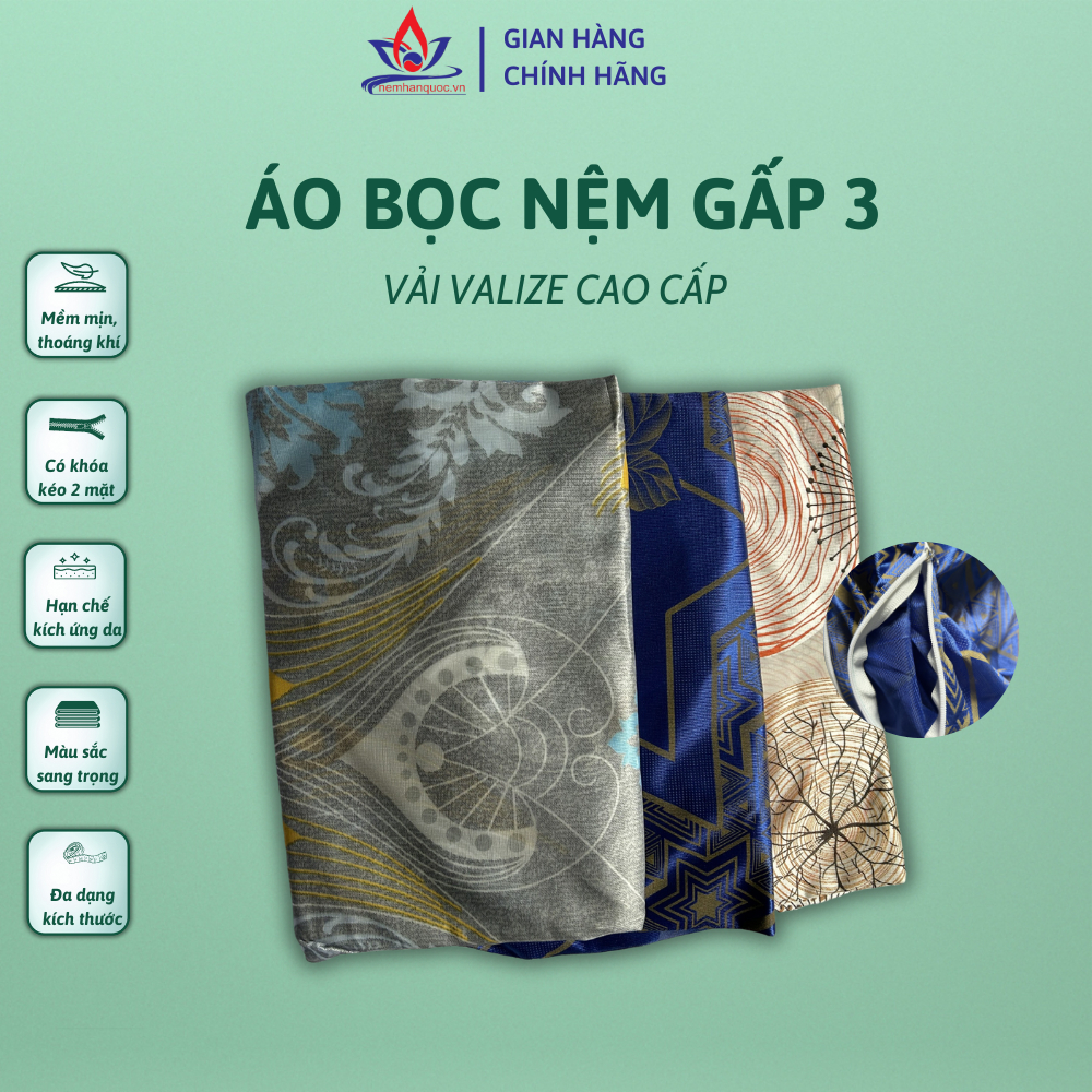 [Hỏa tốc HCM] 🍁GIÁ RẺ🍁 Áo bọc nệm gấp 3 vải Valize cao cấp (đủ size) dày 5cm, 9cm | Shopee Việt Nam