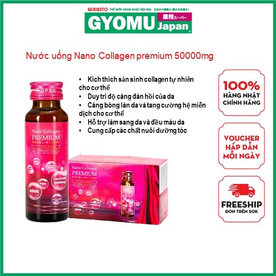 Nước uống Nano Collagen Premium 50000mg bổ sung NMN - 1 hộp 10 chai ...