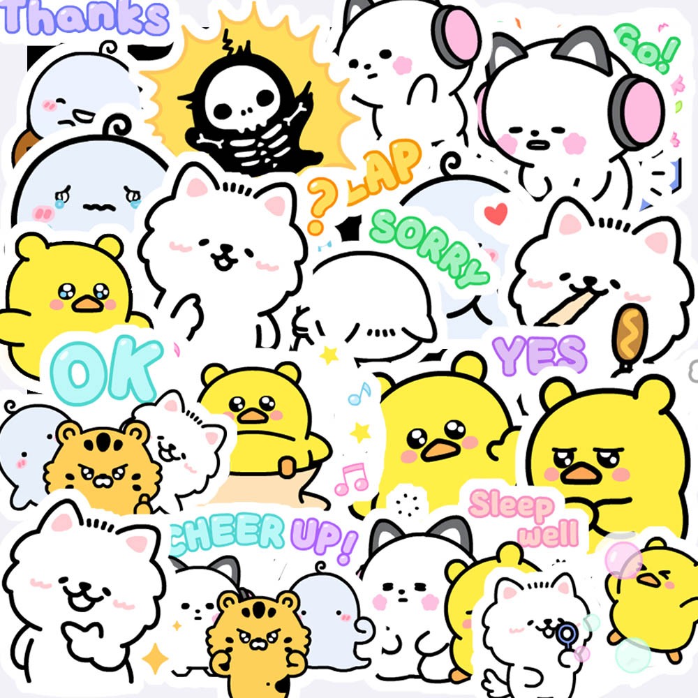 Set 24 Sticker Hình Animated – Decal Trang Trí Xe - Laptop - Nón Bảo ...