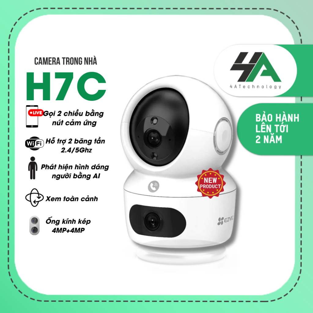 Camera wifi ống kính kép AI Ezviz H7C 4MP+4MP phát hiện con người ...
