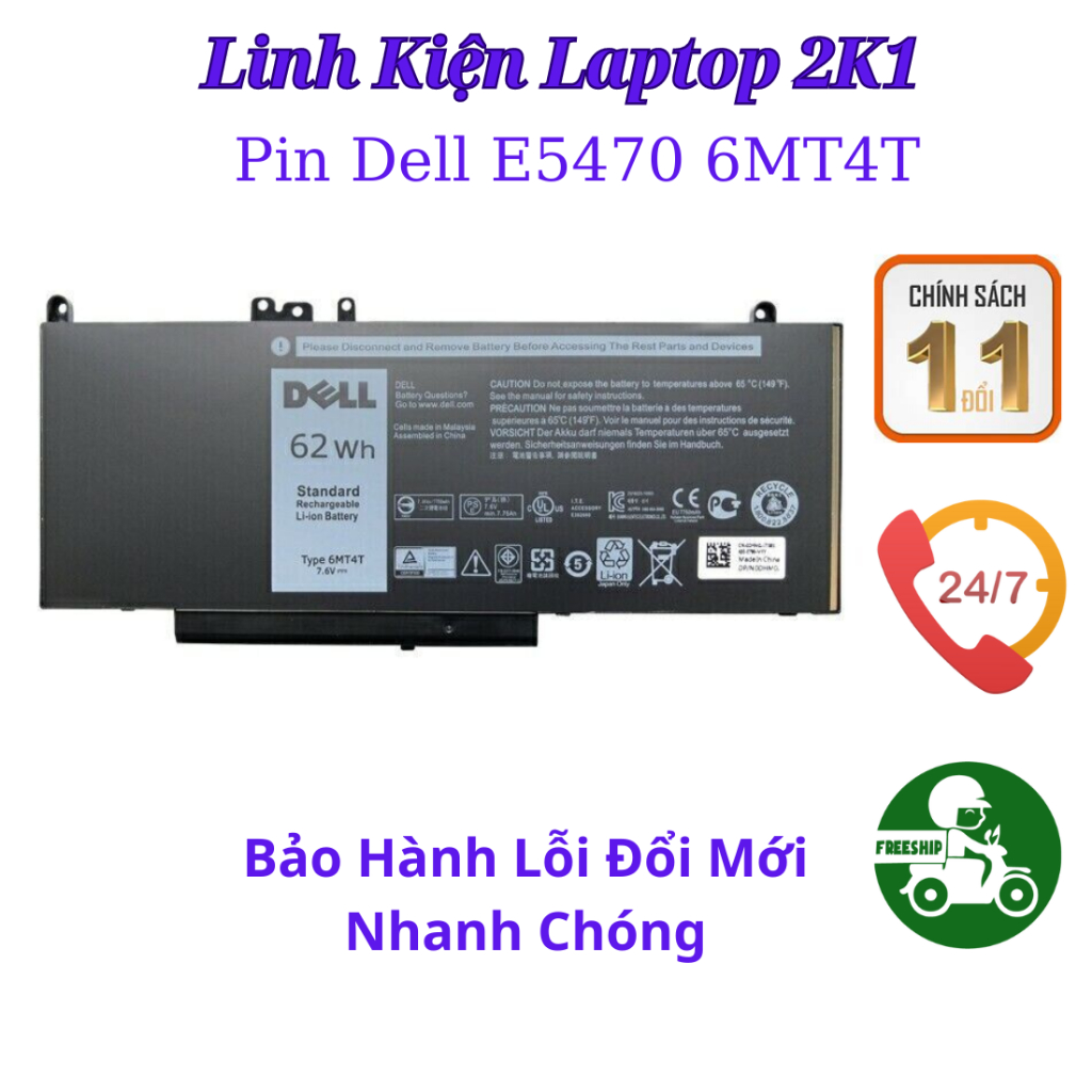 Pin Laptop Dell Latitude E5470 E5570, Precision 15 3510 6MT4T DÀI 62WH ...