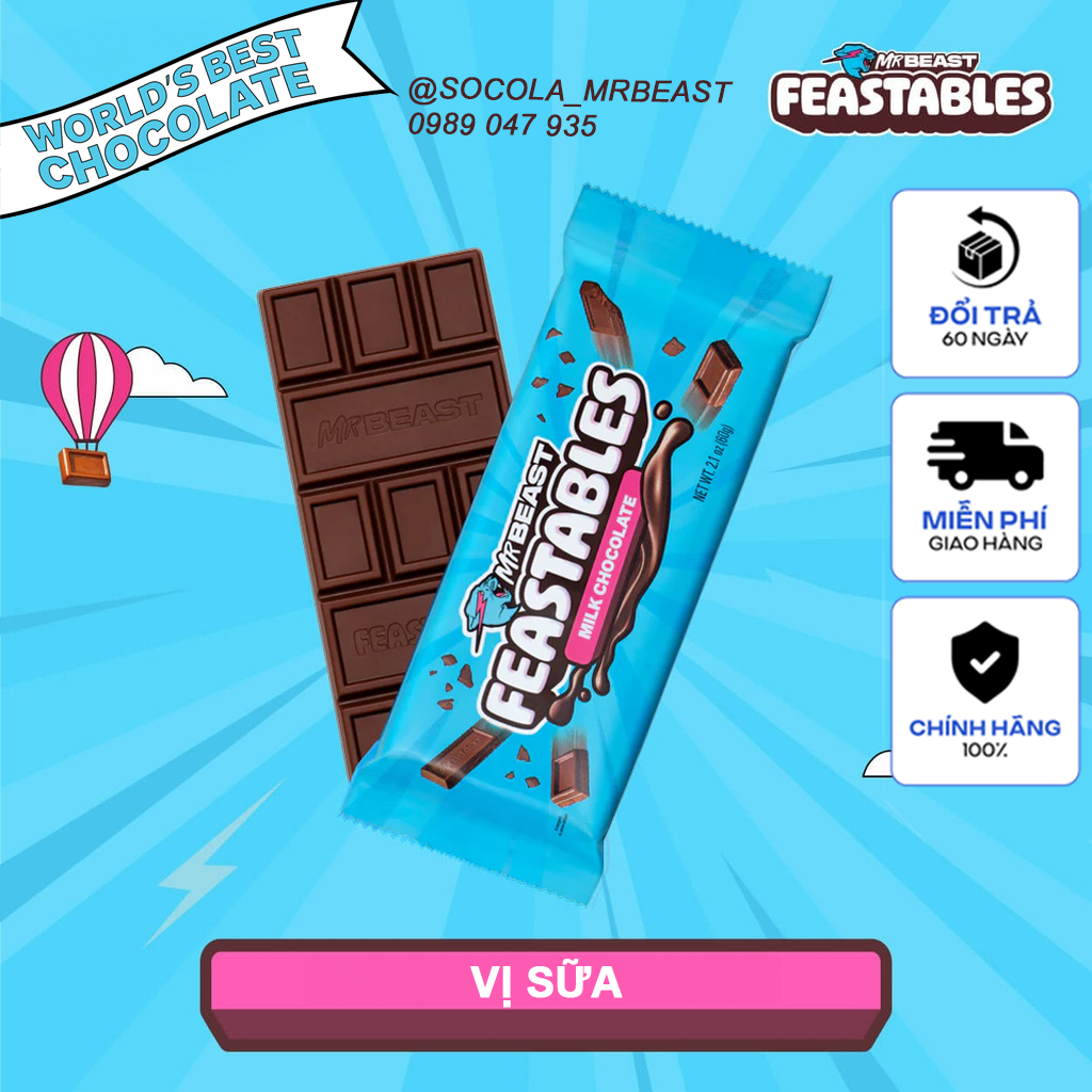 [CHÍNH HÃNG] Kẹo Socola MrBeast Thanh 60g phiên bản mới 2024 Mr Beast ...