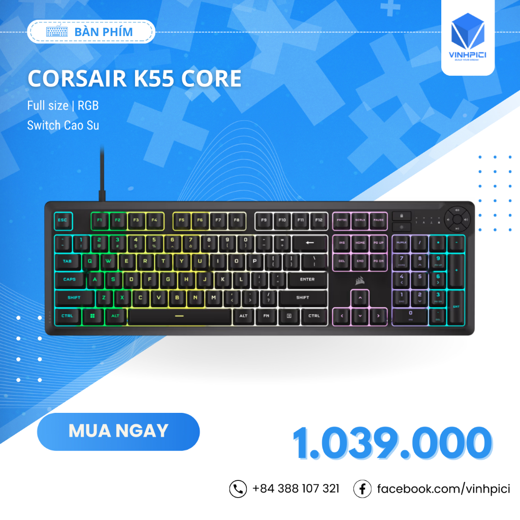 Bàn phím Corsair K55 CORE RGB [NEW] | Shopee Việt Nam
