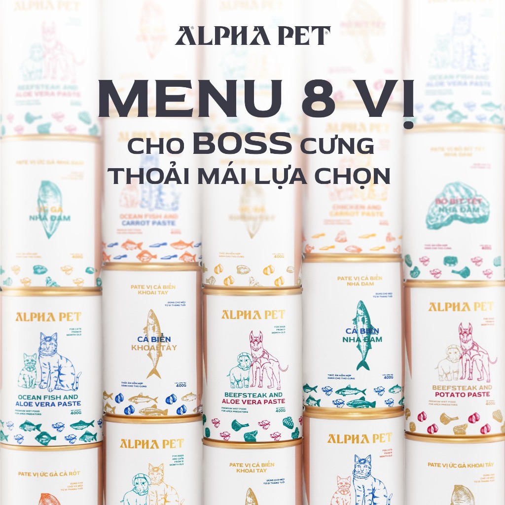 Pate ALPHA PET cho chó và mèo lon 400g - Nhiều vị | Shopee Việt Nam