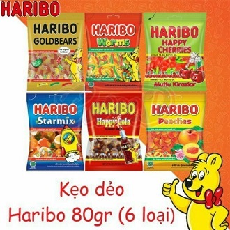 Chíp Chíp Kẹo Dẻo Haribo Goldbears, Happy Cola, Starmix, Worms 80gr (đủ ...
