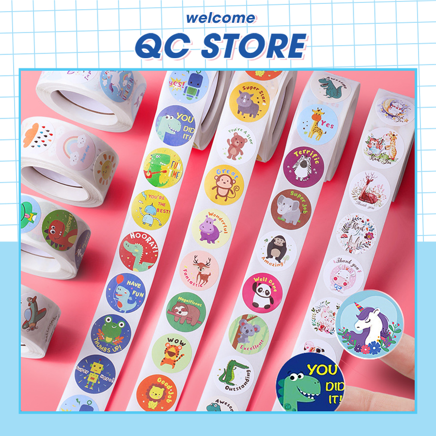 Sticker khen thưởng (500 sticker/1 cuộn) cuộn 500 hình dán tạo hứng thú ...