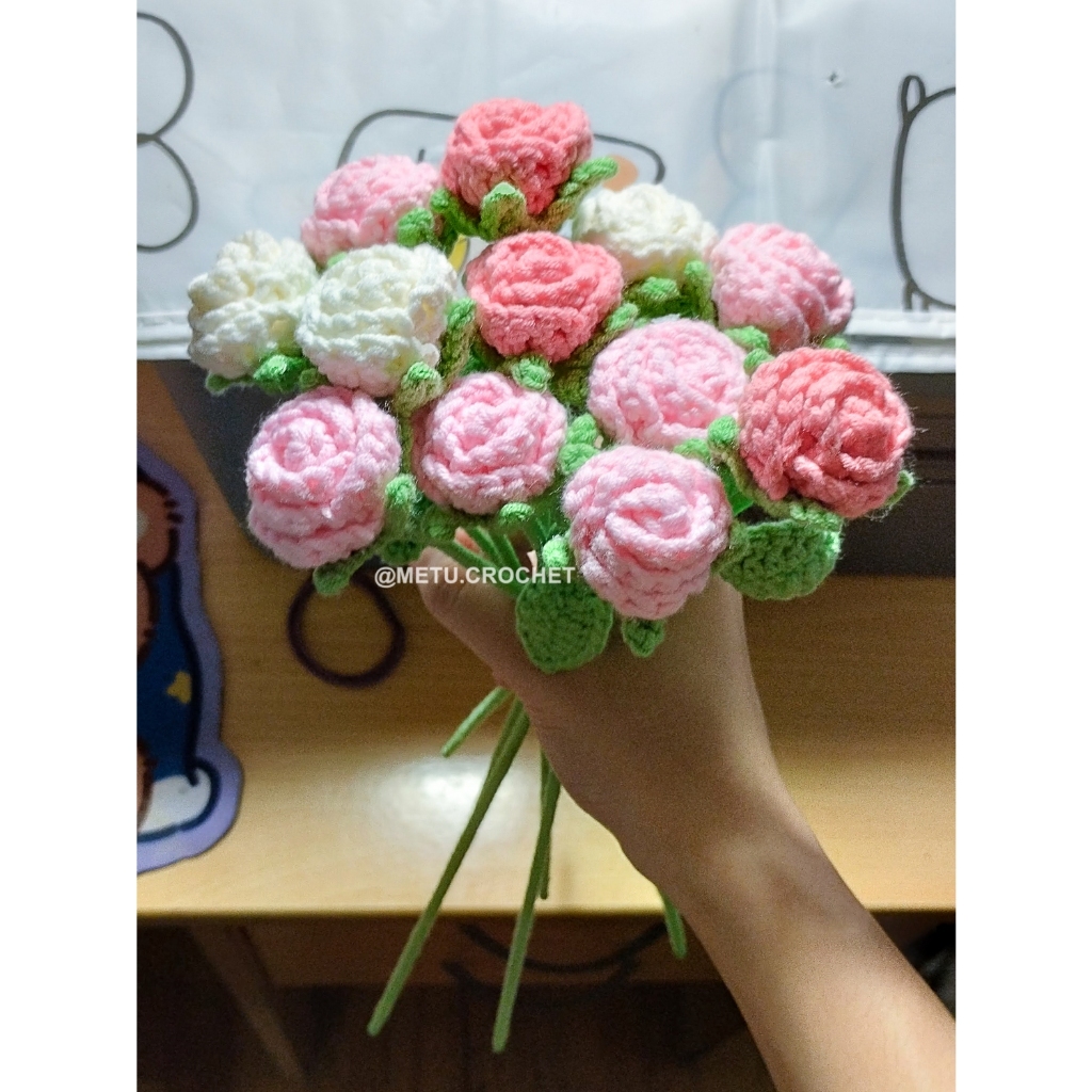 Hoa Hồng Mini - Hoa Len Handmade (cành lẻ) | Shopee Việt Nam