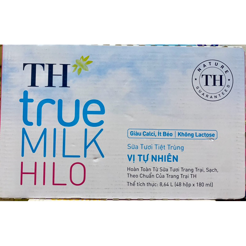 Thùng 48 hộp 180ml sữa TH True Milk Hilo giàu canxi, ít béo, không đường Lactose (hsd10/24 ...
