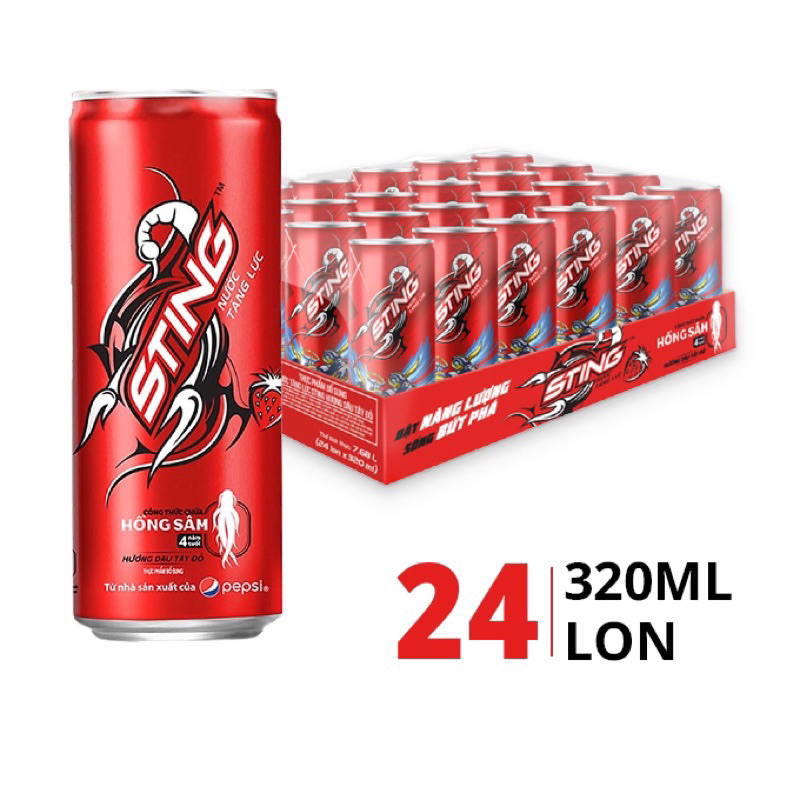 [Hoả tốc] Thùng 24 Lon Nước Tăng Lực Sting Dâu (320ml/lon) | Shopee ...