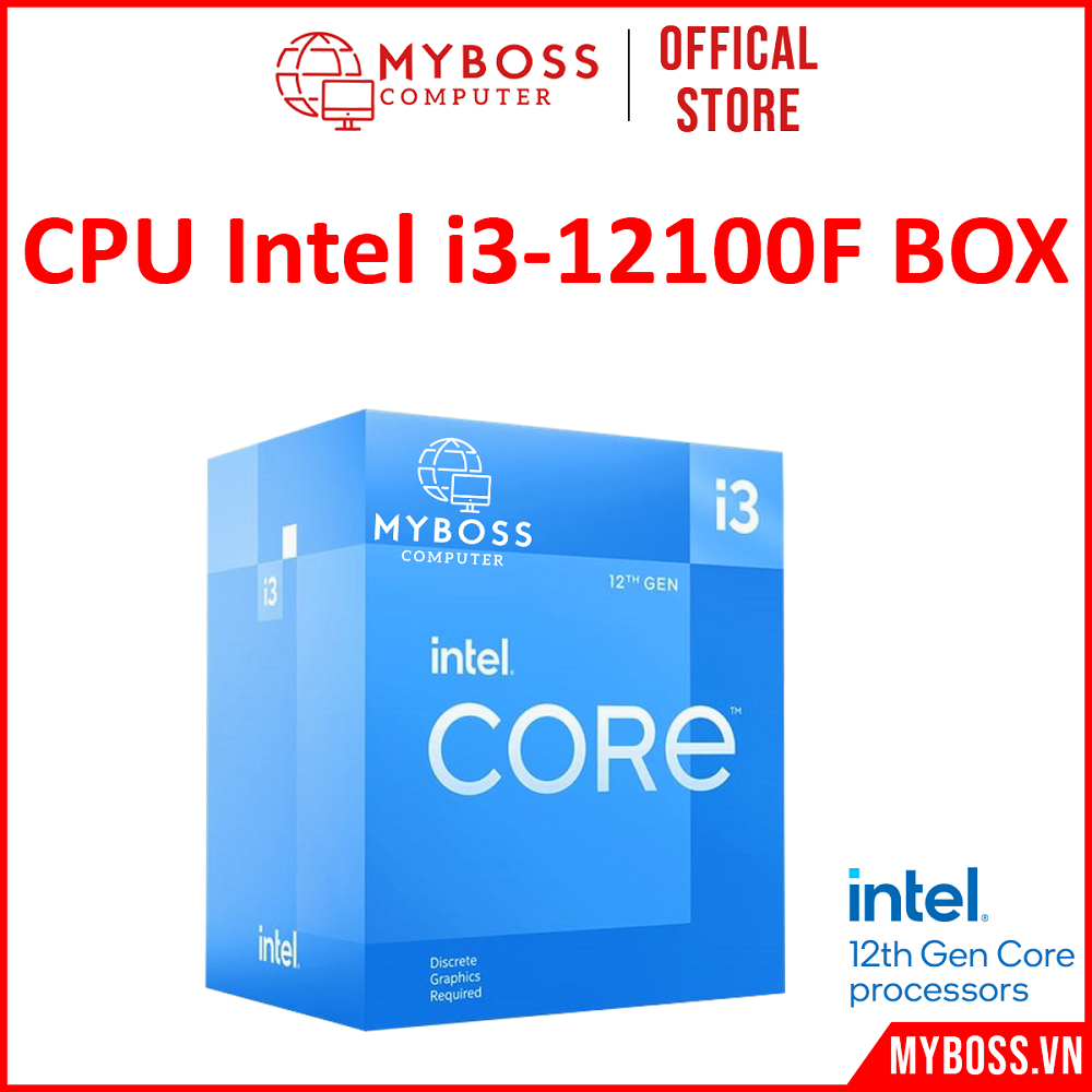 CPU Intel i3-12100F Full Box, Socket 1700 (Upto 4.3Ghz, 4 Nhân 8 Luồng ...