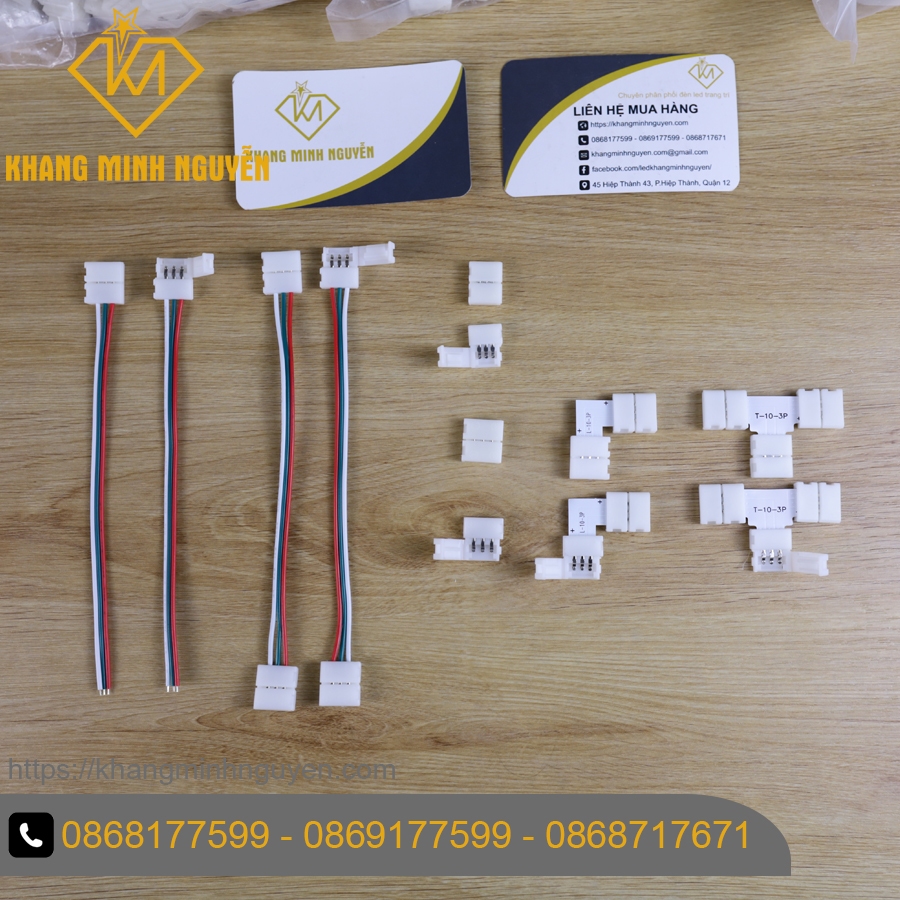 Đầu nối LED RGB 3pin, kẹp nối LED dây RGB 3pin 5V-12V-24V-48V - không dây, có dây, góc L, ngã 3 ...