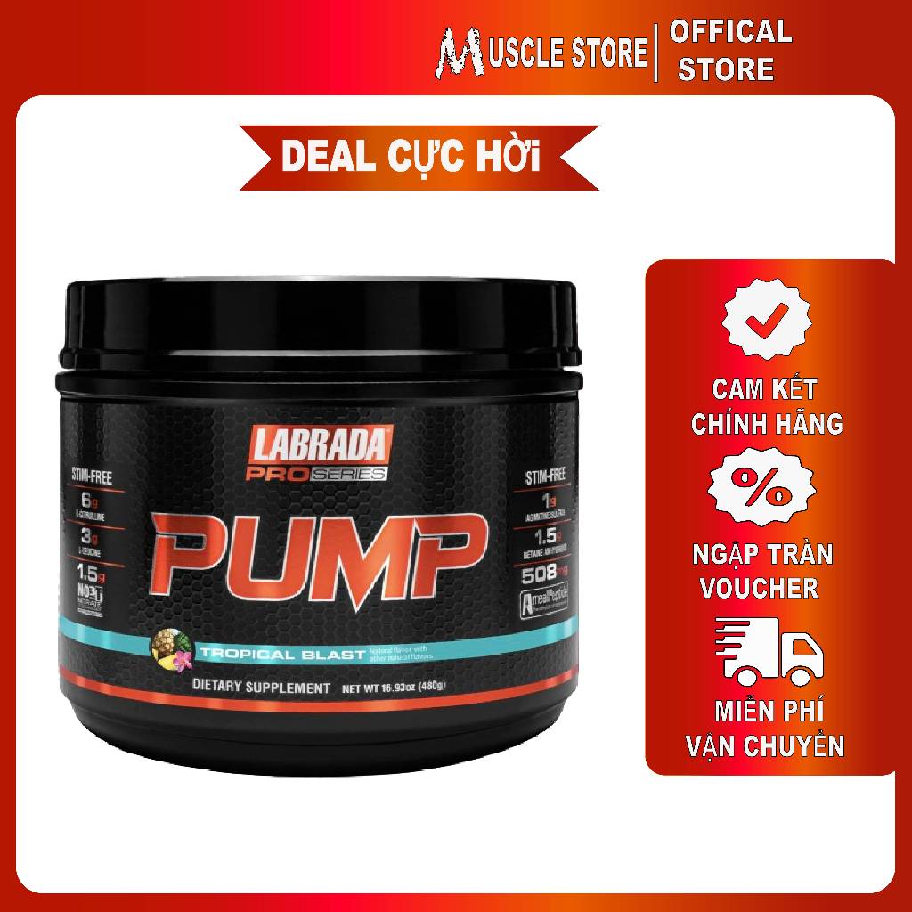 Labrada PUMP Pro Series (30 Servings), Pre-Workout Không Caffeine, Hỗ ...