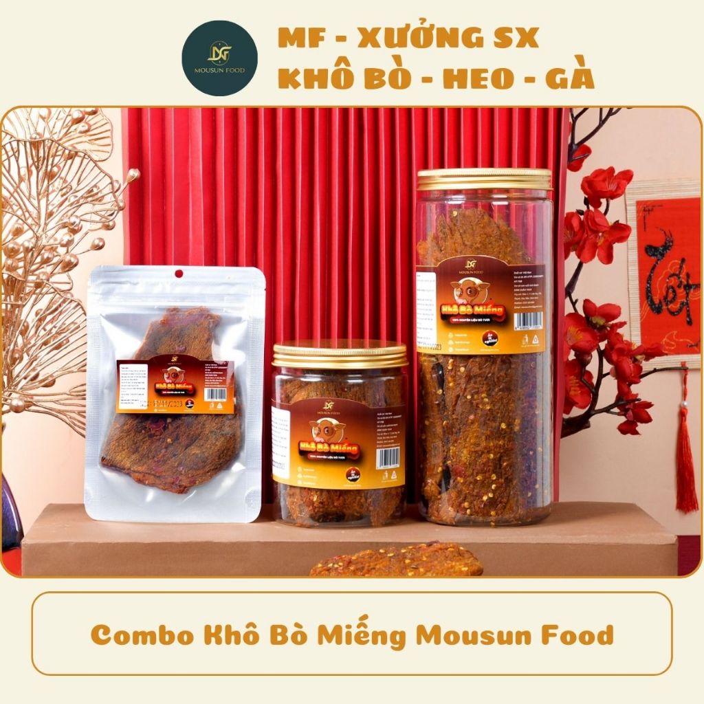 Combo Khô Bò Miếng Mousun Food VSATTP Thịt Bò Khô Nguyên Miếng Đồ Ăn ...