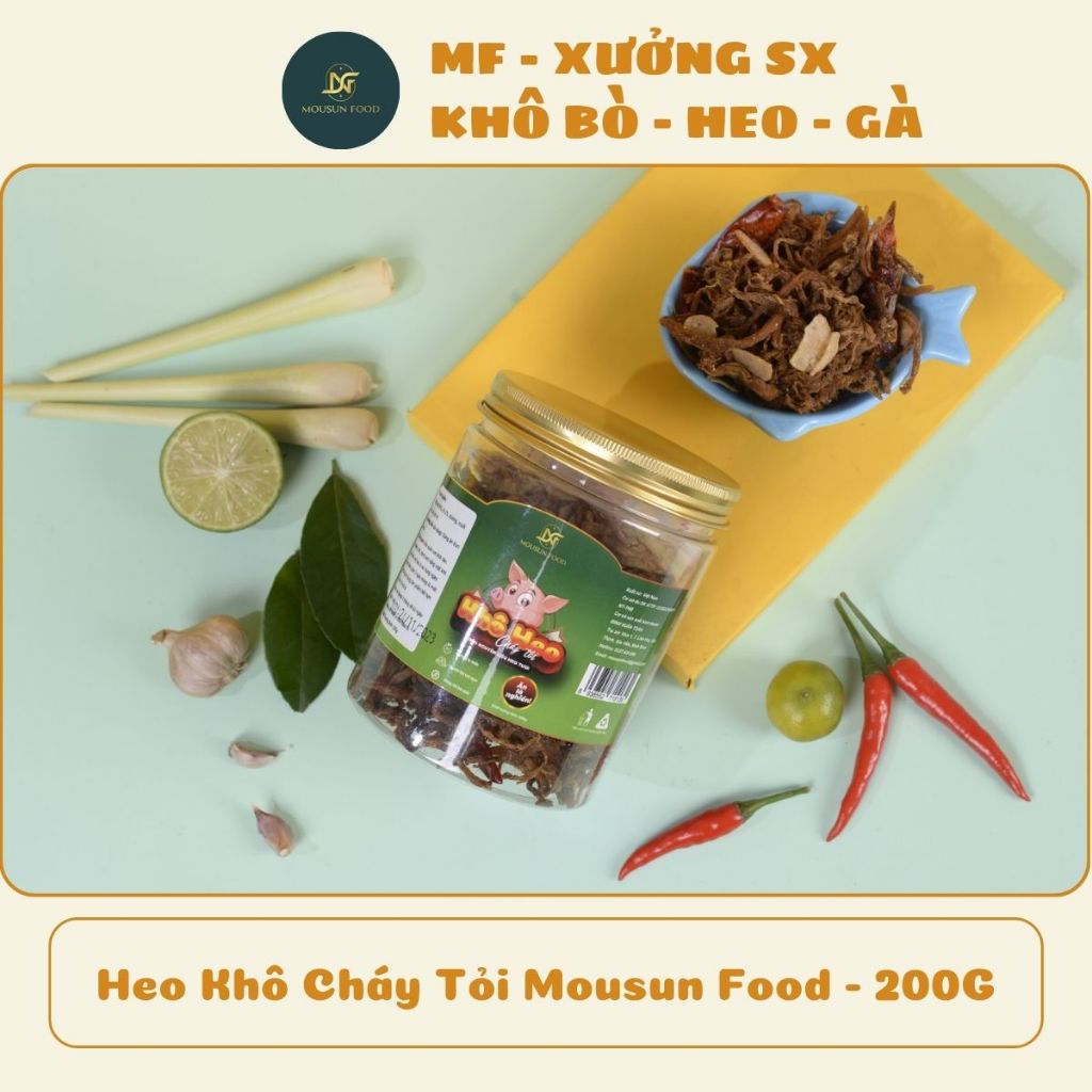 Heo Khô Cháy Tỏi Loại 1 Mousun Food VSATTP Hộp 200 Gram Heo Cháy Tỏi Đồ ...