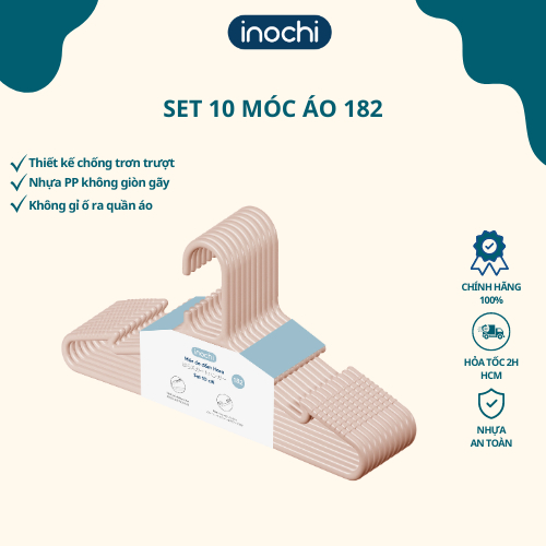Móc áo nhựa (10 cái/lốc) hàng chính hãng Inochi KHÔNG GIÒN GÃY PHAI MÀU ...