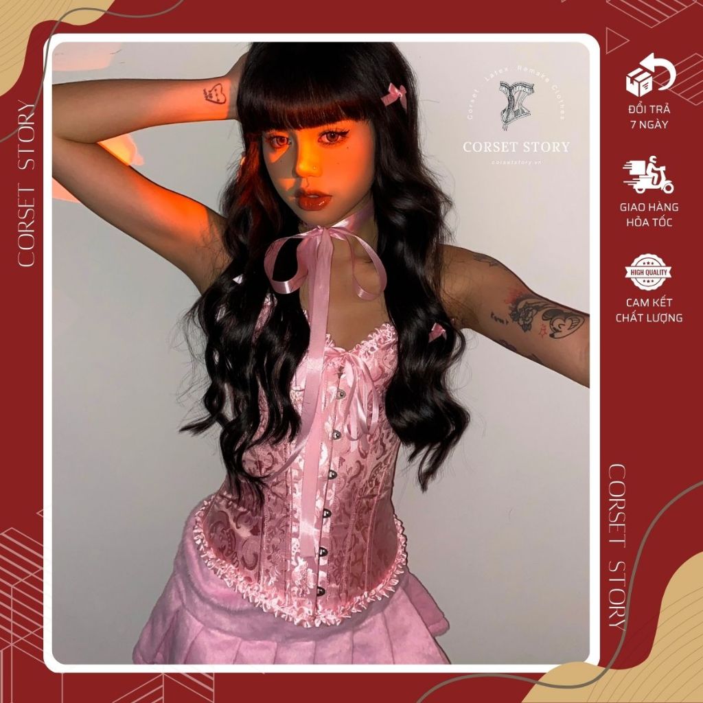 CORSET STORY - Áo corset hồng barbie style y2k trendy | Shopee Việt Nam