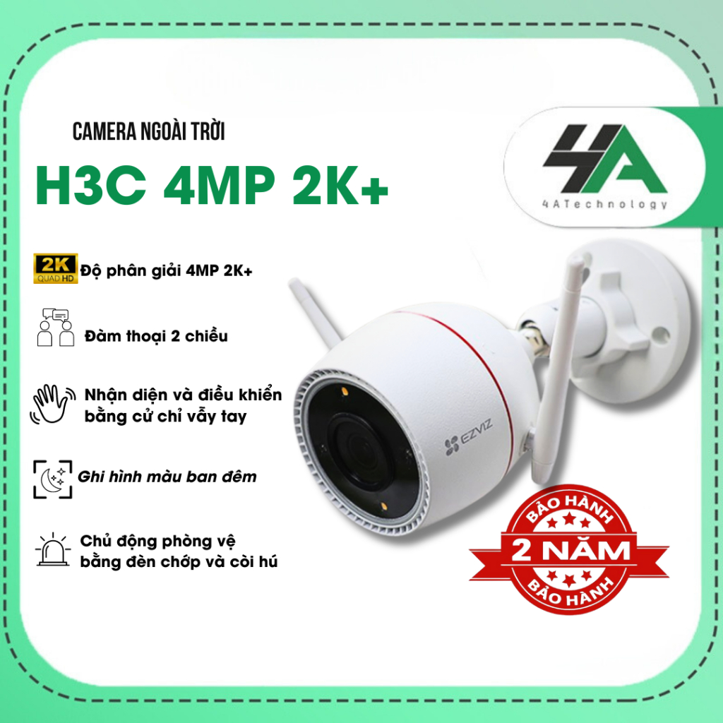 Camera wifi AI Ezviz ngoài trời H3C 2MP có mic, H3C 3MP, 4MP 2K+ ( màu ...