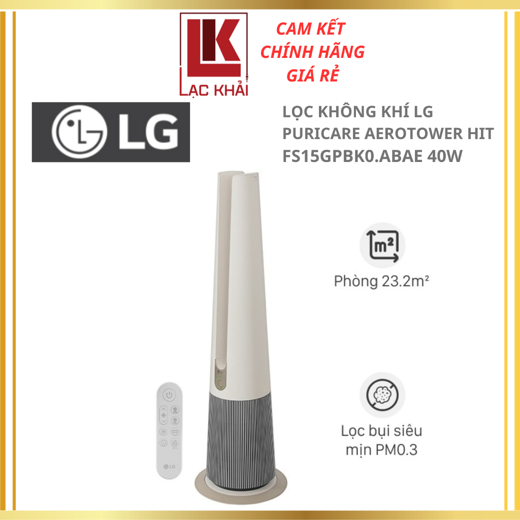 Máy lọc không khí LG PuriCare AeroTower Hit FS15GPBK0.ABAE 40W, lọc bụi ...