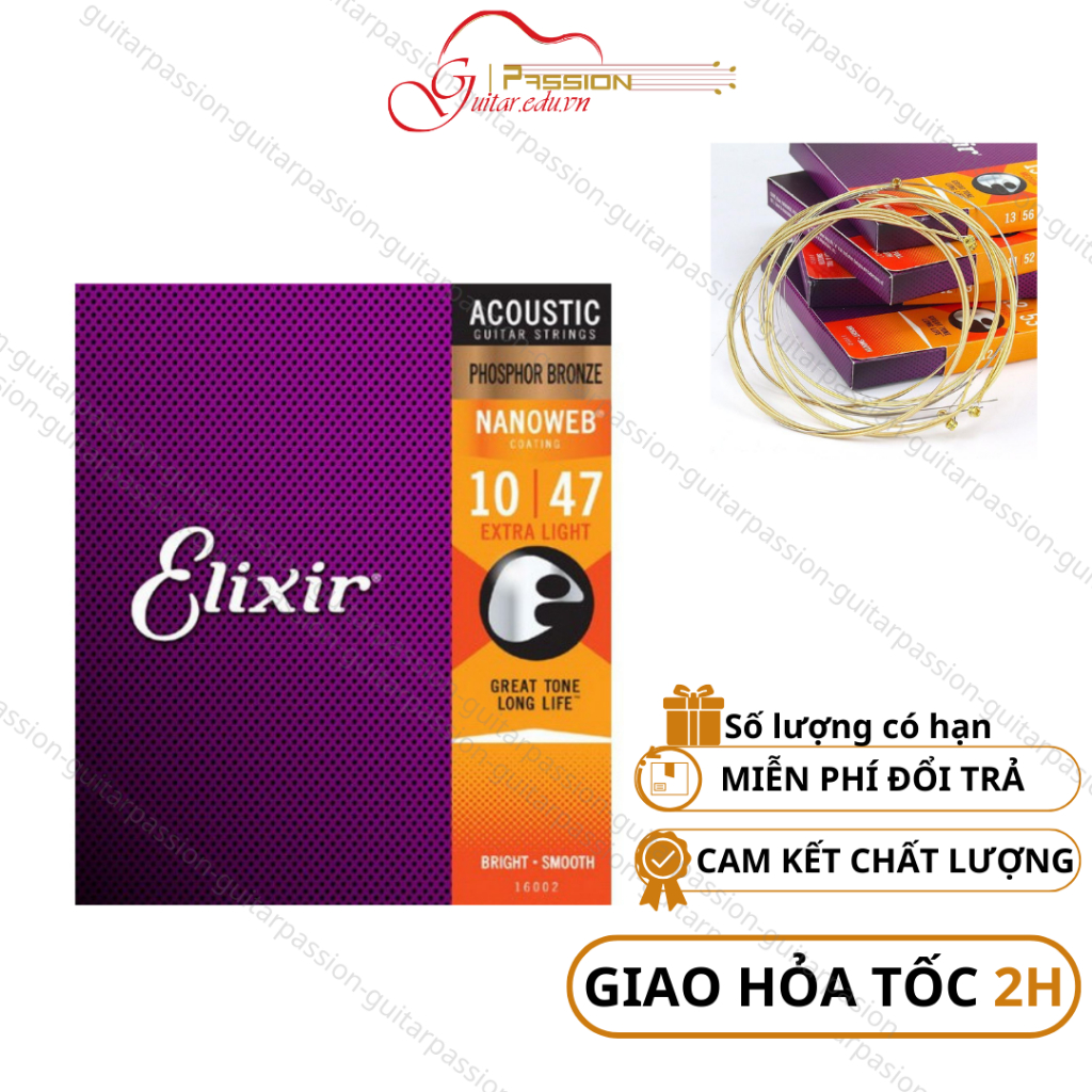 Dây đàn guitar acoustic ELIXIR 16027 Phosphor Bronze Nanoweb cỡ 11 dây ...